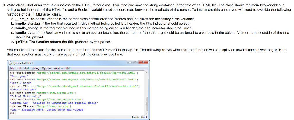 Solved Write this class class Title Parser (HTML Parser pass | Chegg.com