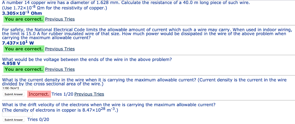 Solved A number 14 copper wire has a diameter of 1.628 mm. | Chegg.com