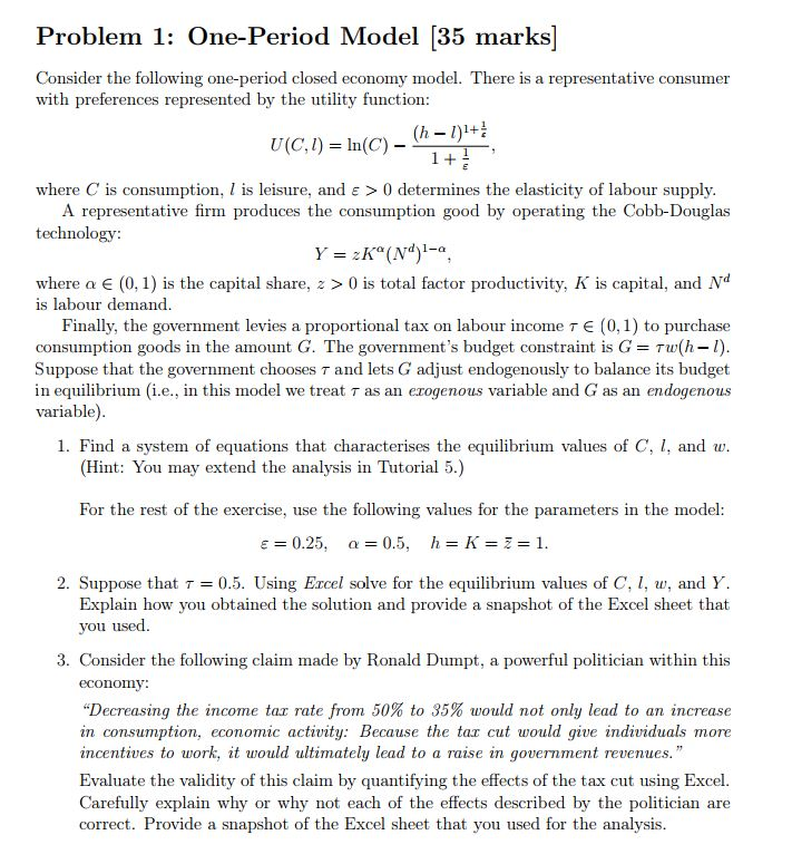 Problem 1: One-Period Model [35 marks] Consider the | Chegg.com
