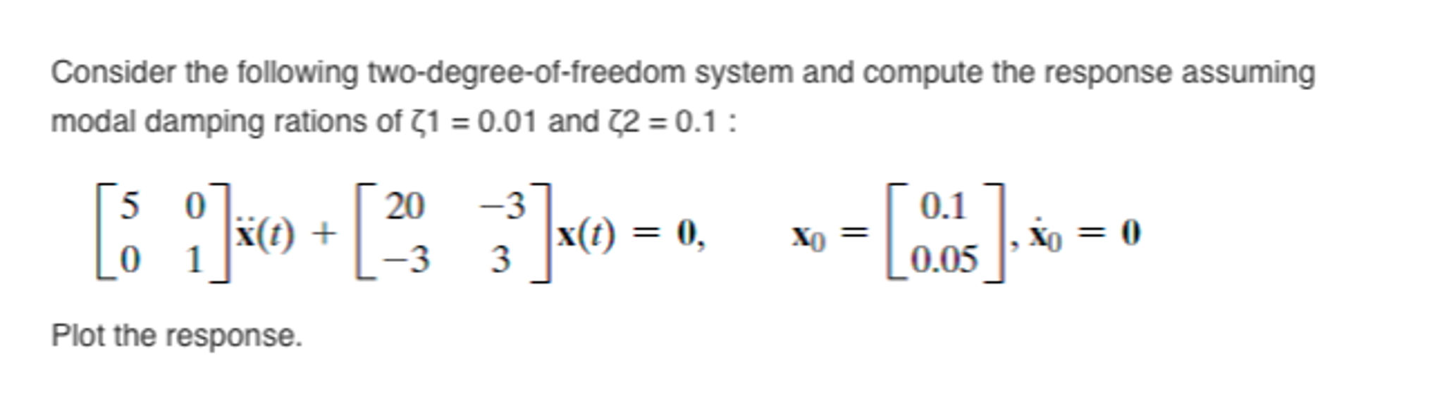 Solved Consider the following two-degree-of-freedom system | Chegg.com