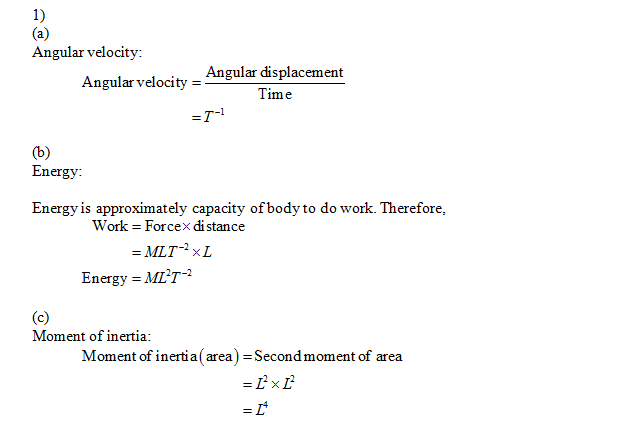 (Solved) - For each quantity listed, indicate dimensions using the FLtT ...