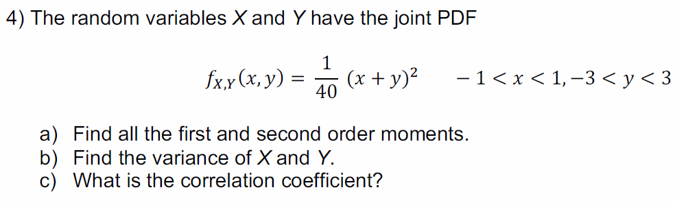 Solved 2 Two Random Variables X And Y Have The Following