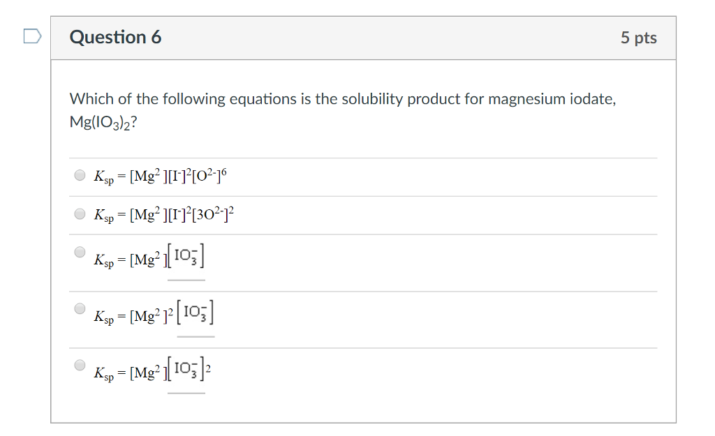 Solved D Question 6 5 pts Which of the following equations | Chegg.com