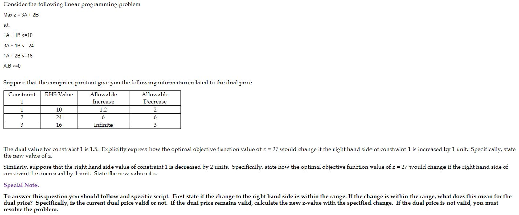Solved Consider the following linear programming pr Max z 3A | Chegg.com