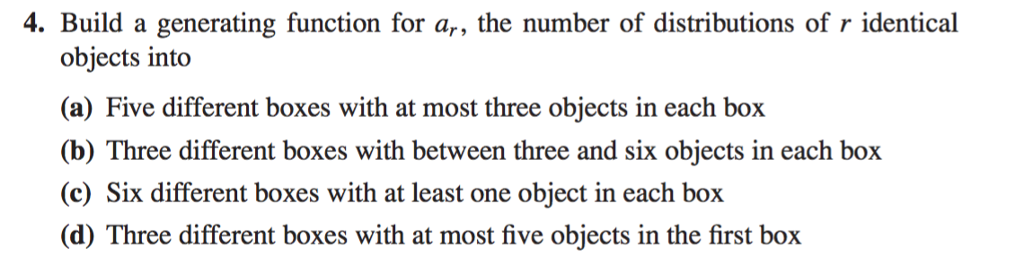 Solved 4. Build a generating function for ar, the number of | Chegg.com