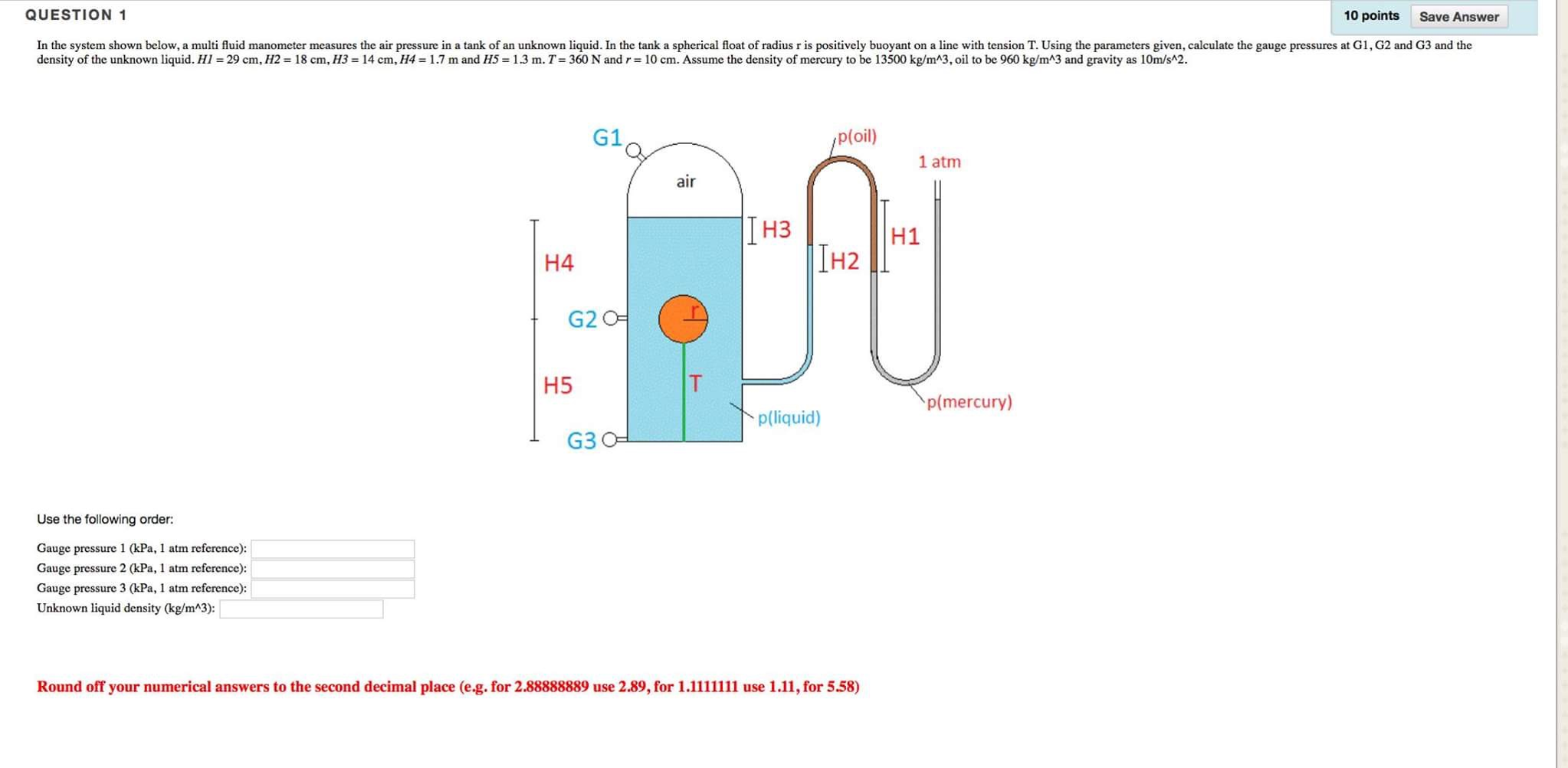 Solved In the system shown below, a multi fluid manometer | Chegg.com
