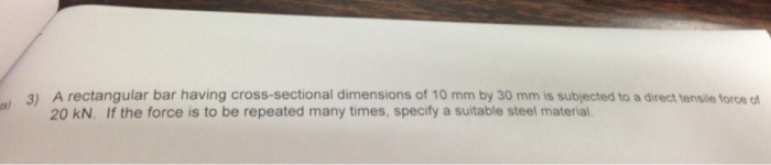 Solved 3) A rectangular bar having cross - sectional | Chegg.com