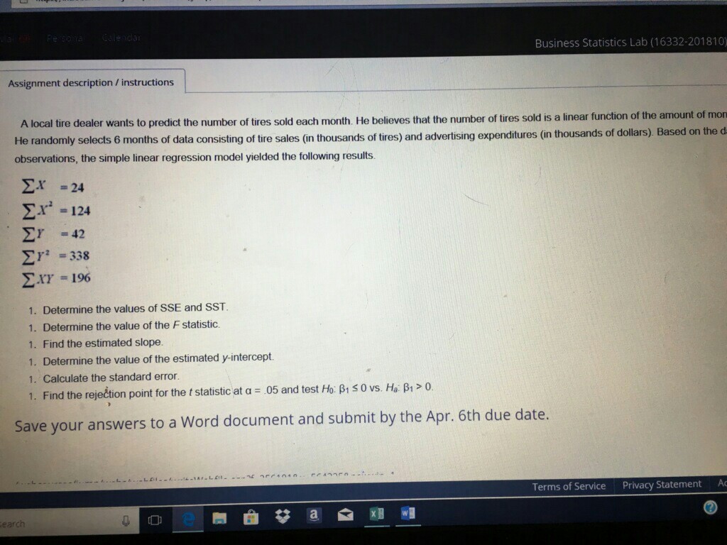 Solved Business Statistics Lab (16332-201810) Assignment | Chegg.com