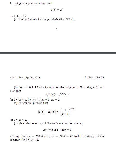 Solved 4 Let p be a positive integer and f() 2 for 0s2 (a) | Chegg.com