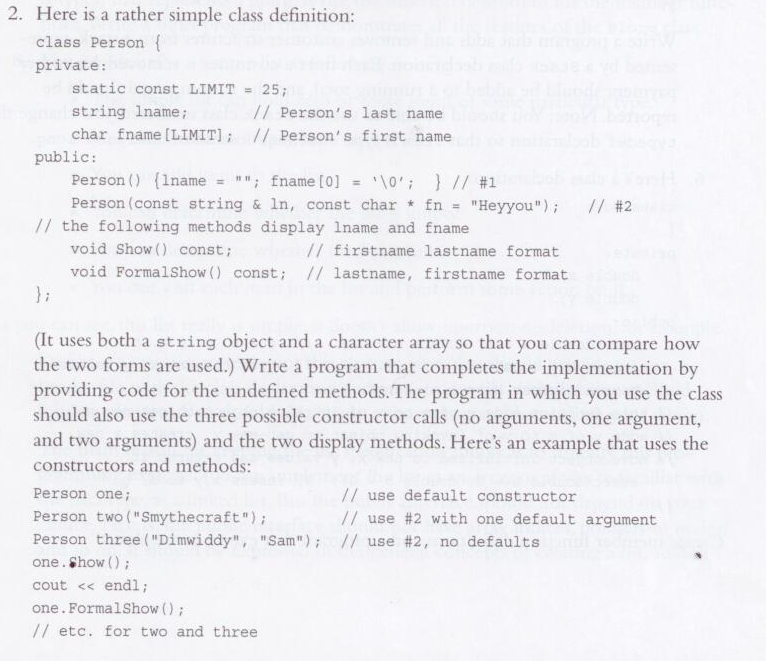 Solved Here is a rather simple class definition: (It uses | Chegg.com