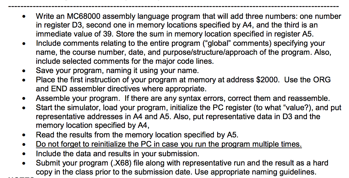 Write An Mc68000 Assembly Language Program That Will