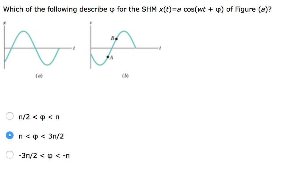 Solved which of the following describe φ for the SHM x(t)=a | Chegg.com