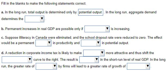 Solved Fill in the blanks to make the following statements | Chegg.com