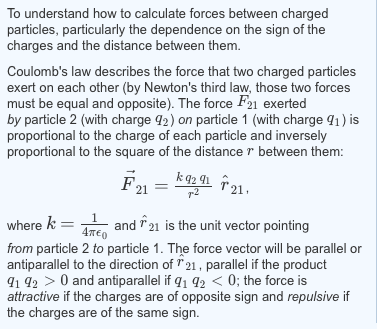 Solved To understand how to calculate forces between charged | Chegg.com