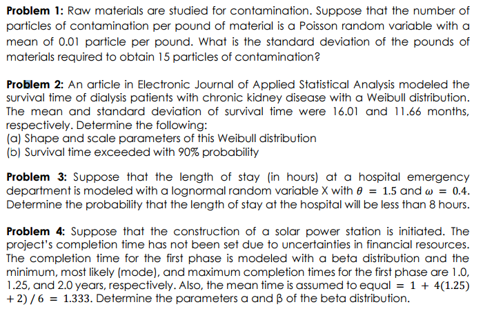 Solved Raw materials are studied for contamination. Suppose | Chegg.com