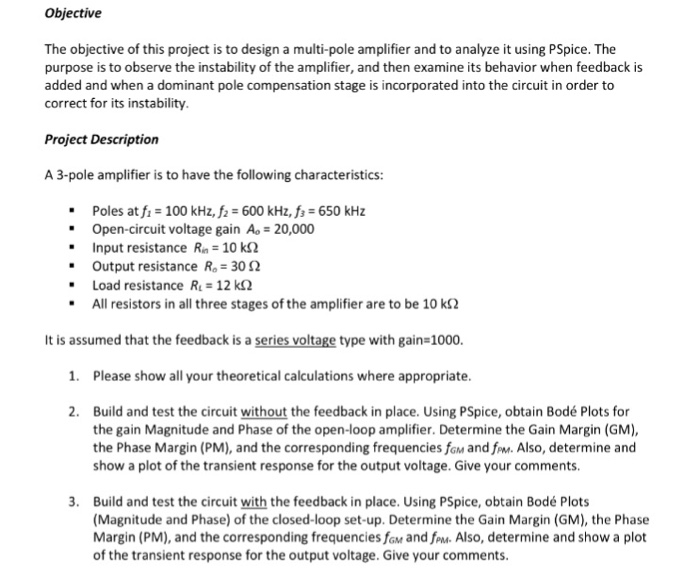 Solved Objective The objective of this project is to design | Chegg.com Solved Objective The objective of this project is to design | Chegg.com