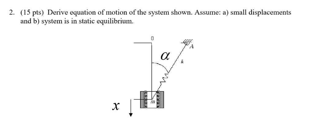 Solved 2. (15 pts) Derive equation of motion of the system | Chegg.com