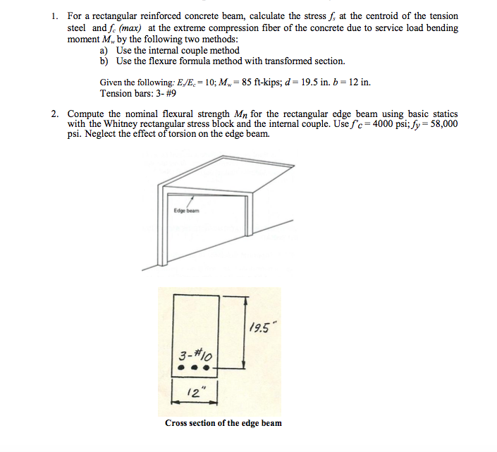 Solved For a rectangular reinforced concrete beam, calculate | Chegg.com