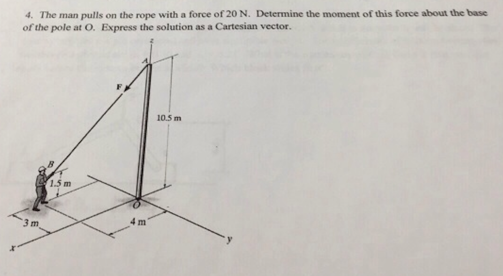 Solved 4. The man pulls on the rope with a force of 20 N. | Chegg.com