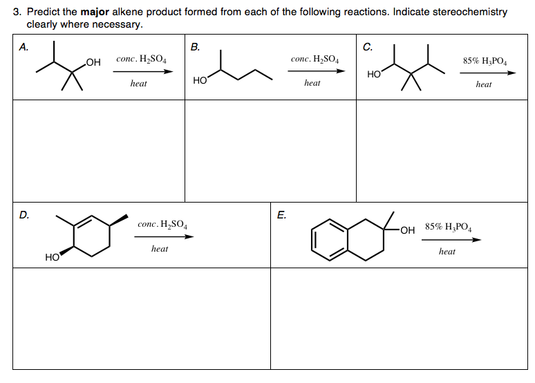 Solved 3. Predict the major alkene product formed from each | Chegg.com