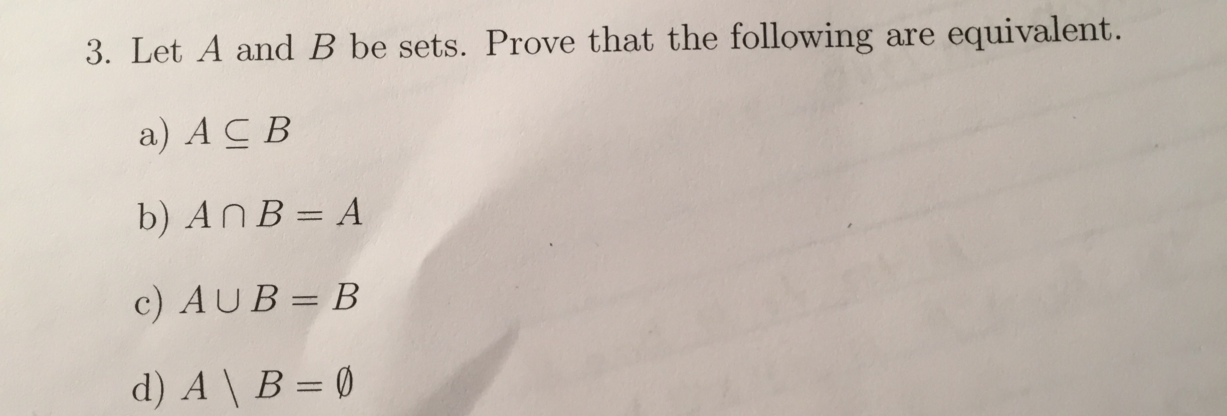 Solved Let A and B be sets. Prove that the following are | Chegg.com