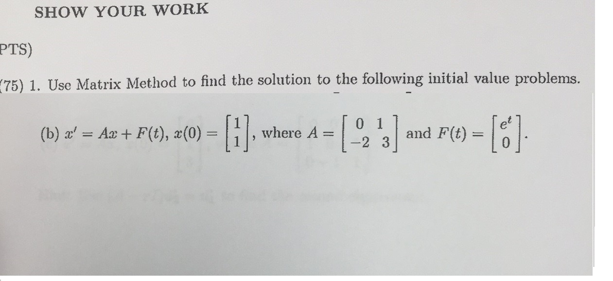Solved use matrix method to find the solution to the | Chegg.com