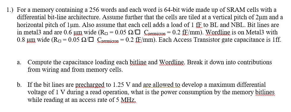 1.) For a memory containing a 256 words and each word | Chegg.com