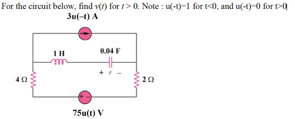 Solved For the circuit below, find v (t) for t > 0. | Chegg.com