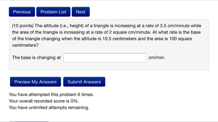 Solved The altitude (i.e., height) of a triangle is | Chegg.com