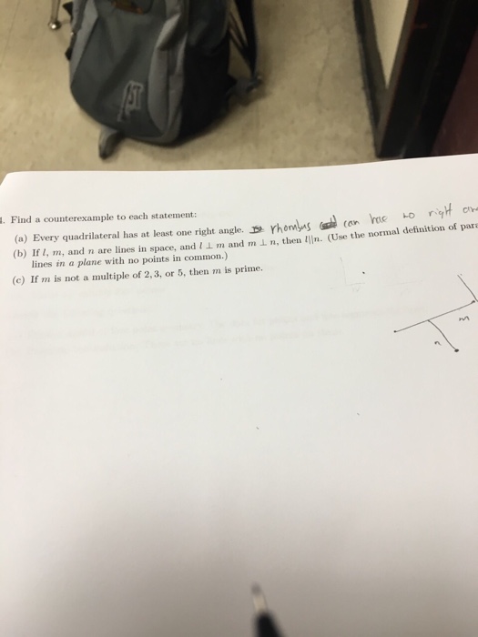 Solved Find a counterexample to each statement: Every | Chegg.com