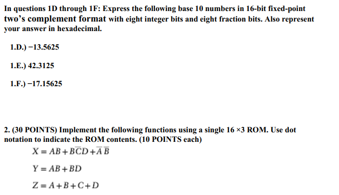 Solved In questions 1D through 1F: Express the following | Chegg.com