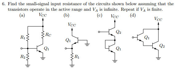 Solved Find the small-signal input resistance of the | Chegg.com