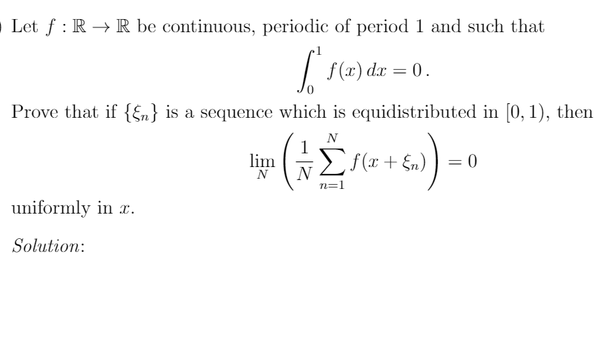 Solved Let f: R rightarrow R be continuous, periodic of | Chegg.com
