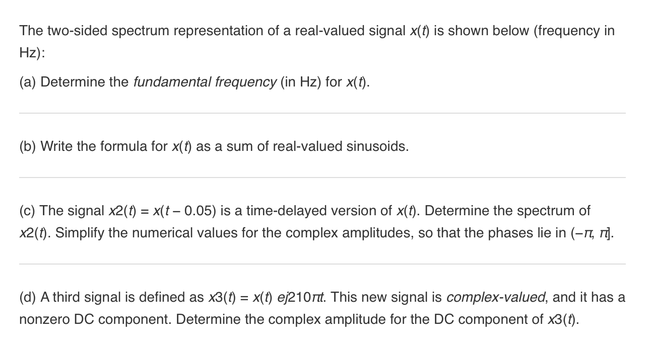 Solved The two-sided spectrum representation of a | Chegg.com