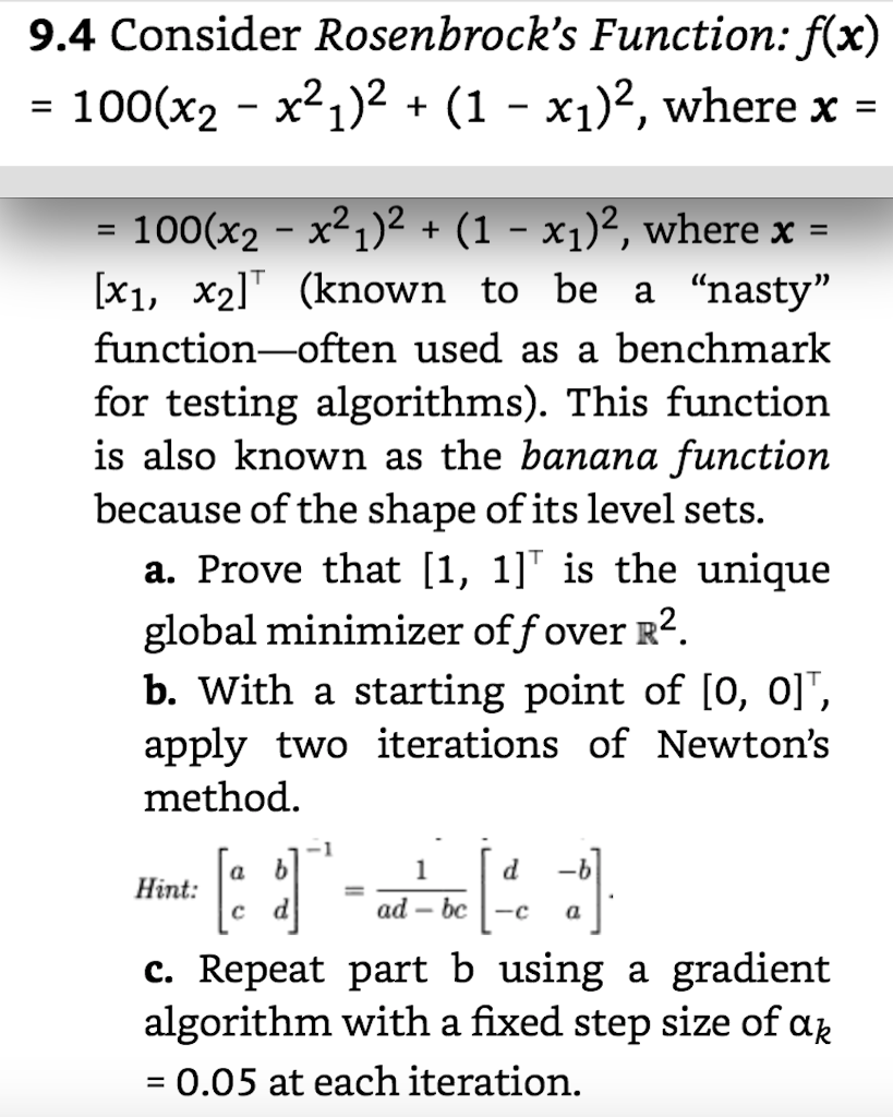 Consider Rosenbrock's Function: f(x) = 100(x_2 - | Chegg.com