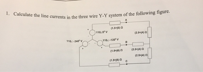 Solved Calculate the line Currents in the three wire Y-Y | Chegg.com