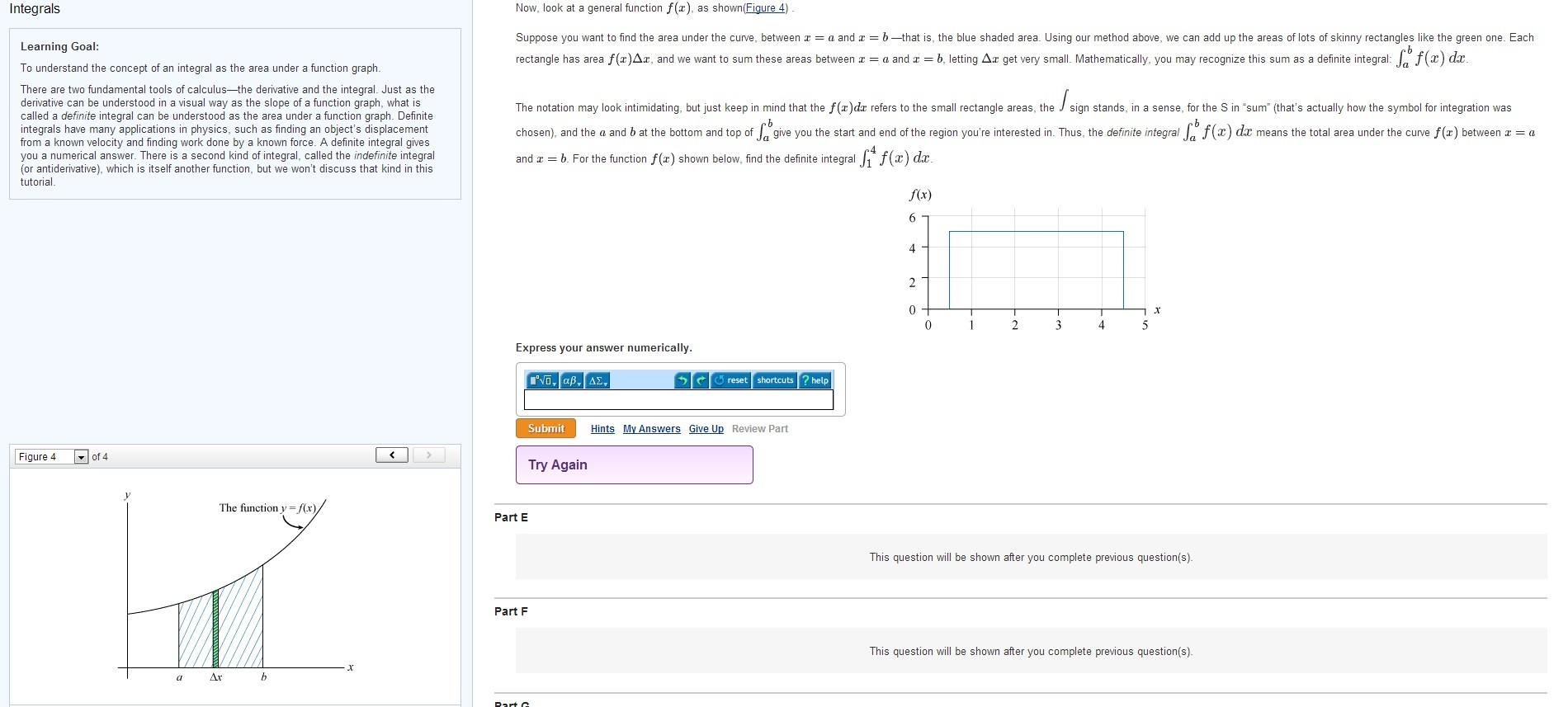 Solved To understand the concept of an integral as the area | Chegg.com