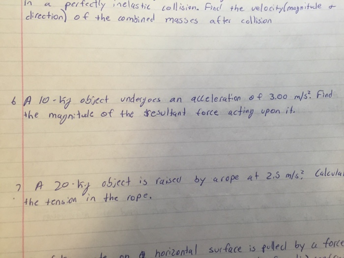 Solved In a perfectly inelastic collision. Find the velocity | Chegg.com