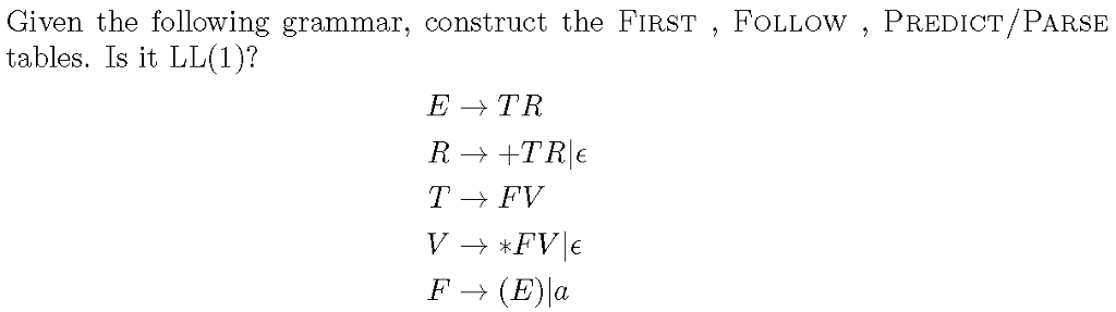 Solved Given the following grammar, construct the FIRST, | Chegg.com