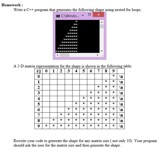 Solved Write a C++ program that generates the following | Chegg.com