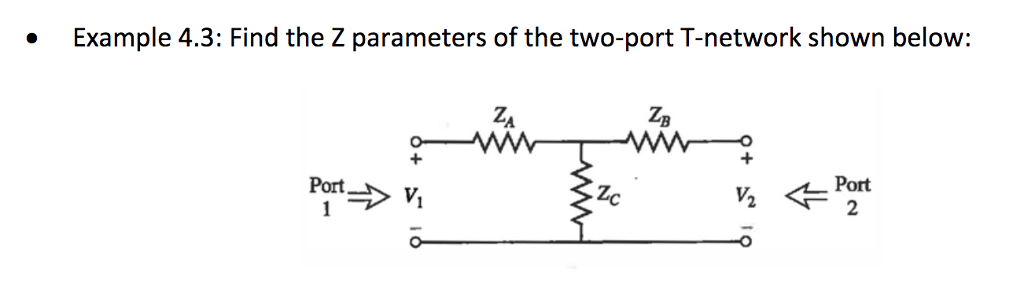 Solved Example 4.3: Find the Z parameters of the two-port | Chegg.com