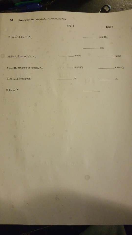 Solved Section Name 148 mm T 836 ) Experiment 10 Data: | Chegg.com
