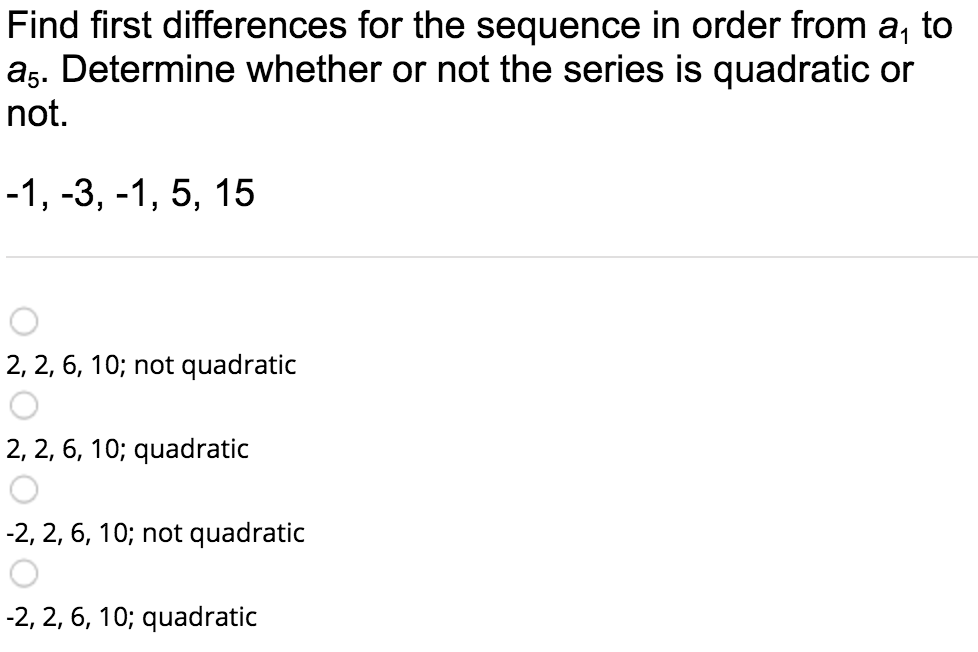 Solved Find first differences for the sequence in order from | Chegg.com