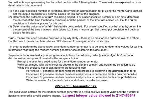 Solved You Will Write A Program Using Functions That 