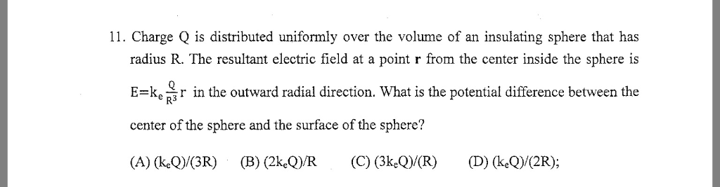 Solved Charge Q is distributed uniformly over the volume of | Chegg.com