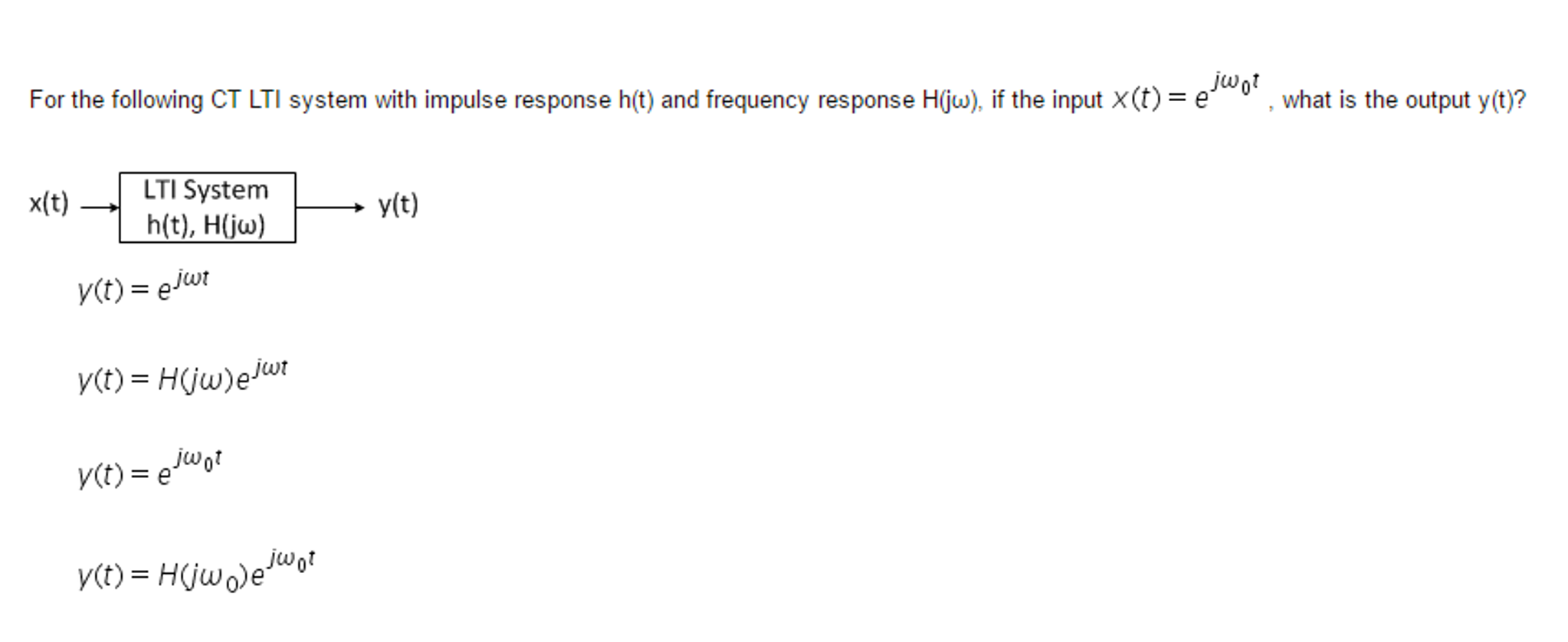Solved For the following CT LTI system with impulse response | Chegg.com