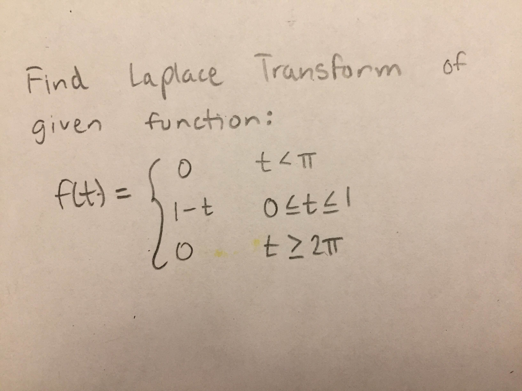 Solved of Find la place Transform given function: a ( 0 t4T | Chegg.com