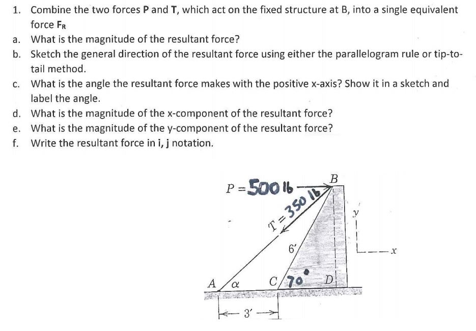 Solved Combine the two forces P and T, which act on the | Chegg.com