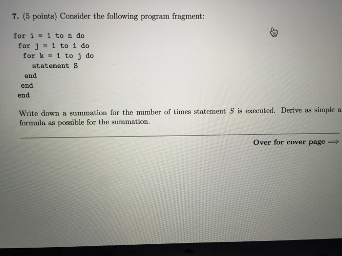 Solved Consider The Following Program Fragment For I 1 To