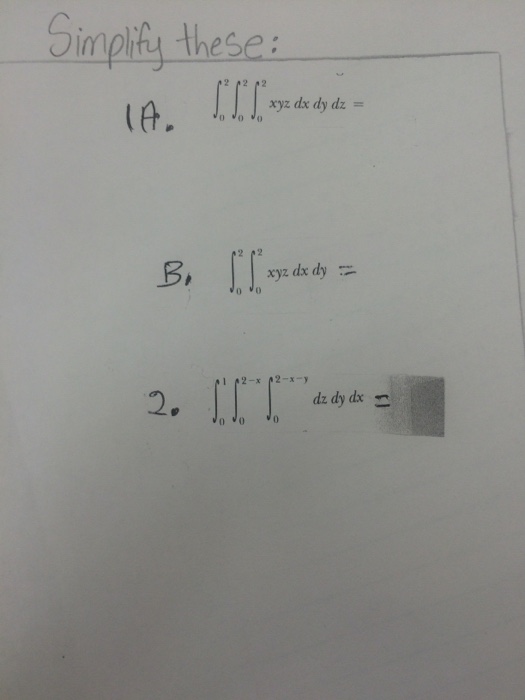 Solved integral_0^2 integral_0^2 integral_0^2 xyz dx dy dz = | Chegg.com